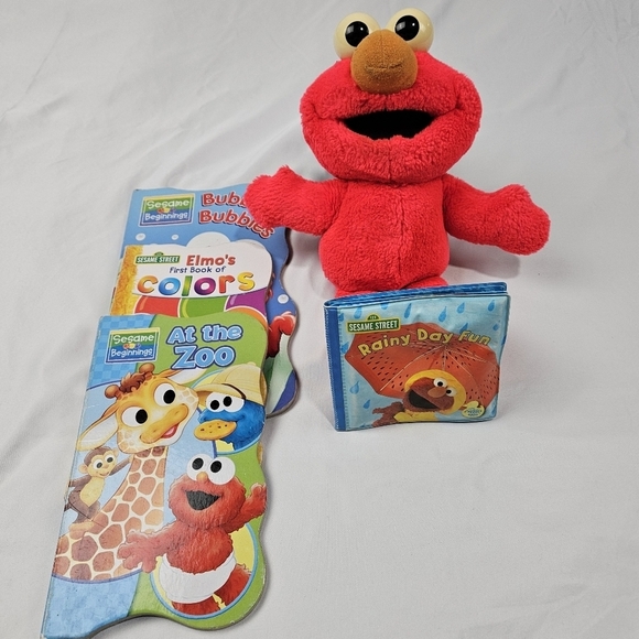 Sesame Street | Toys | Sesame Street Elmo Lot 4 Books Plush | Poshmark